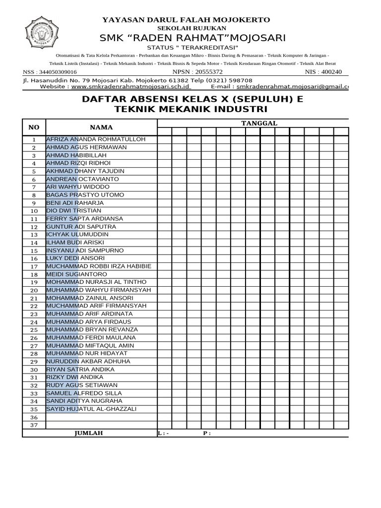 DAFTAR NILAI KELAS X 2020-2021 Ijazah | PDF