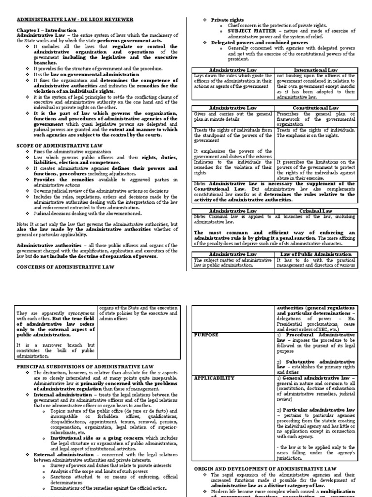 ADMIN (Ch1 3 Reviewer) | PDF | Administrative Law | Government Agencies