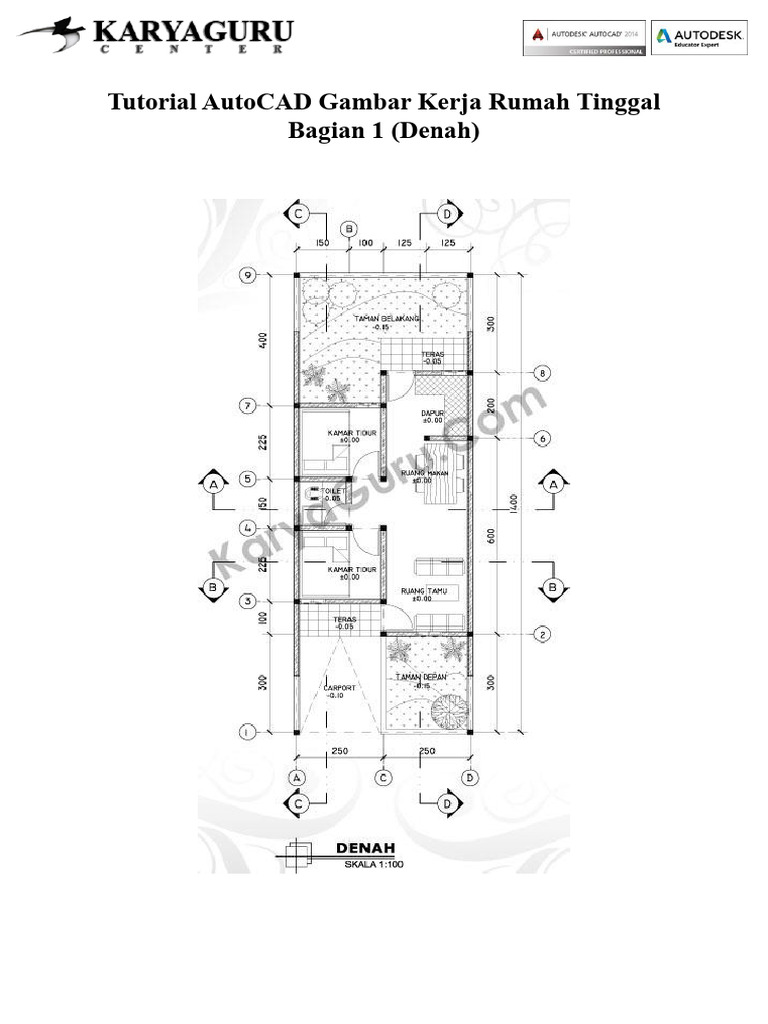 Soal Latihan Gambar Denah Grs As | PDF