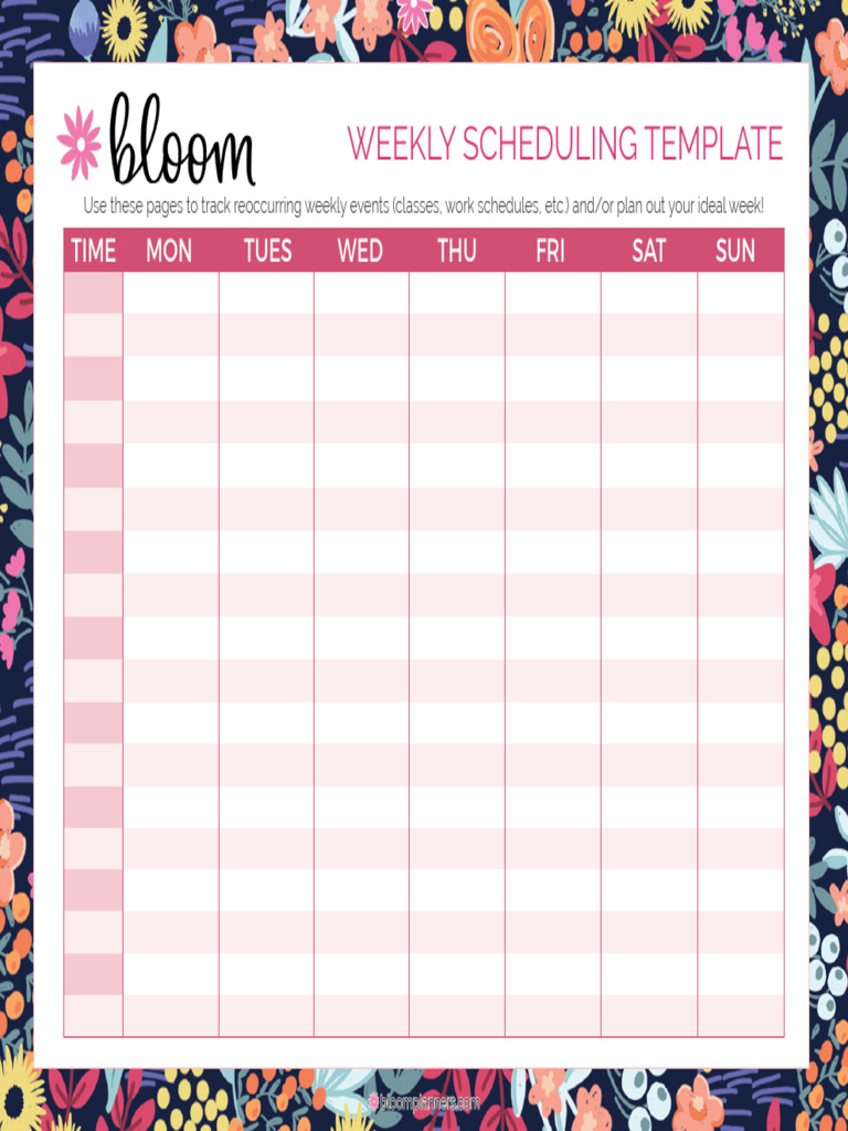 Weekly Event Scheduling Template | PDF