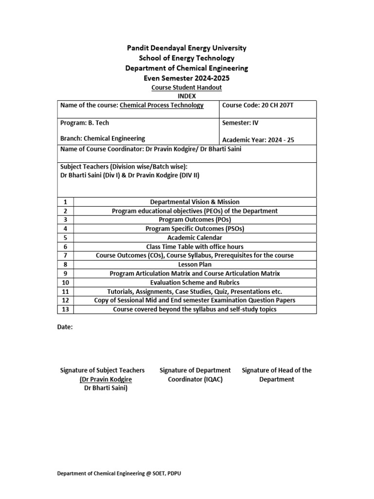 CPT Theory - Course Handout - Jan May 2025 | PDF | Engineering | Sodium ...