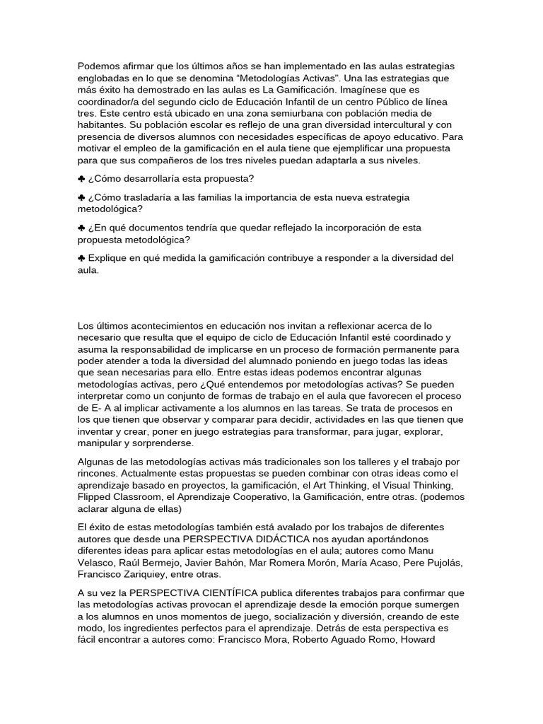 Supuesto Practico Metodologías Activas | PDF | Evaluación | Aprendizaje