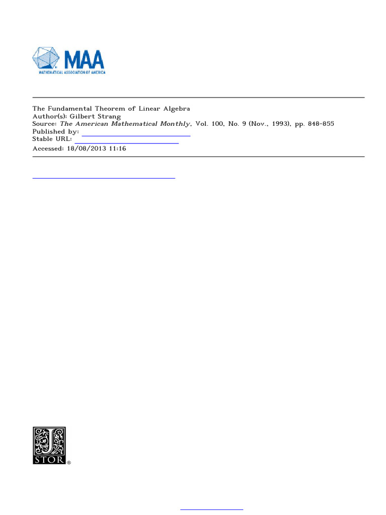 Understanding Linear Algebra Theorem | PDF | Linear Subspace | Matrix ...