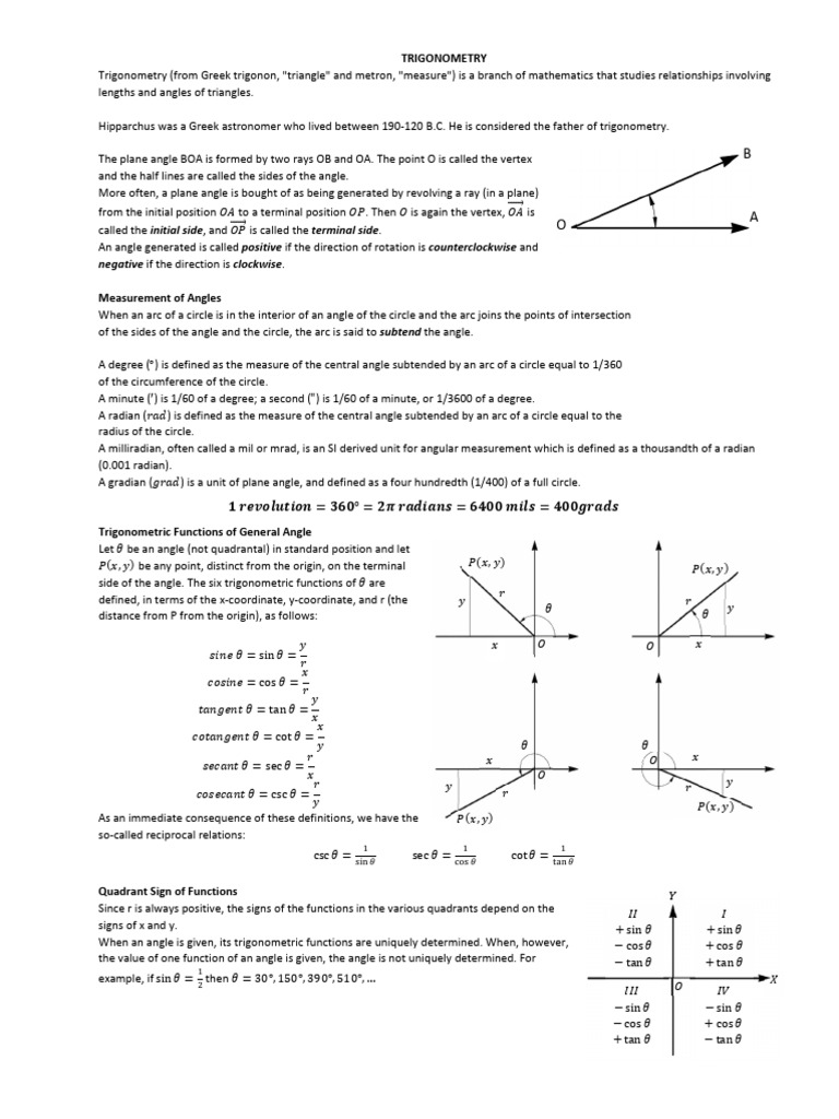 FINAL-TRIGONOMETRY | PDF | Sphere | Trigonometry