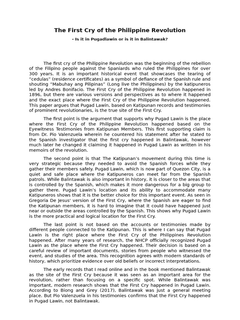 The First Cry of The Philippine Revolution | PDF | Climate Change ...