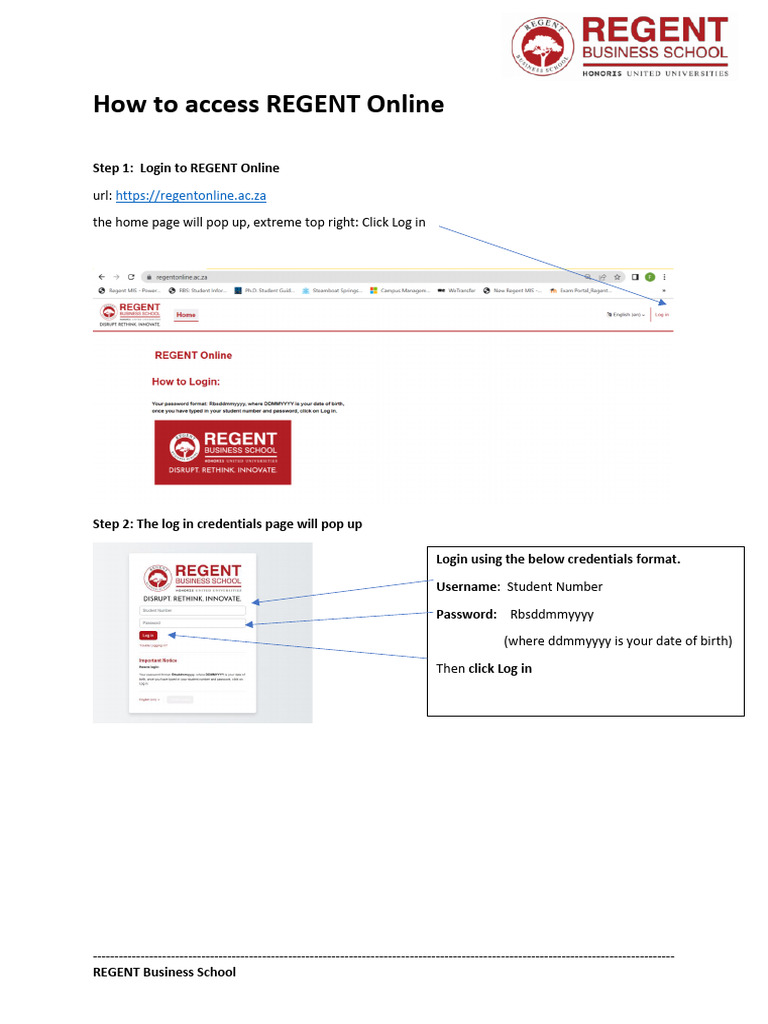 How To Access REGENT Online | PDF | Login | Software