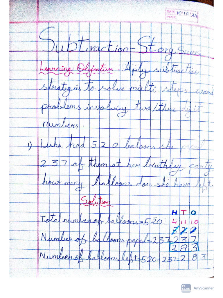 Subtraction Notes - 3 | PDF
