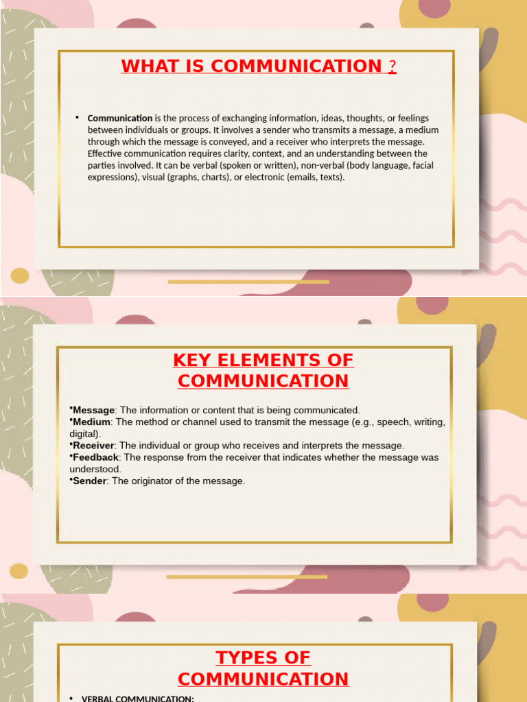 Communication Presentation Pdf Communication Nonverbal Communication