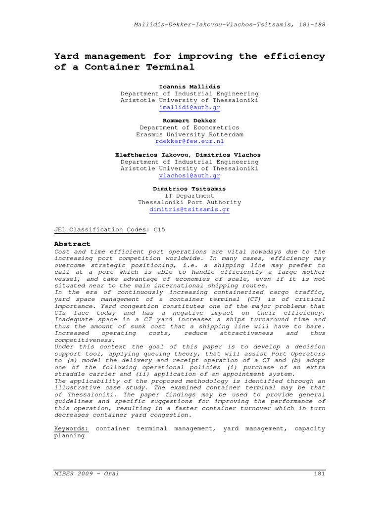 Yard Management For Improving The Effici | PDF