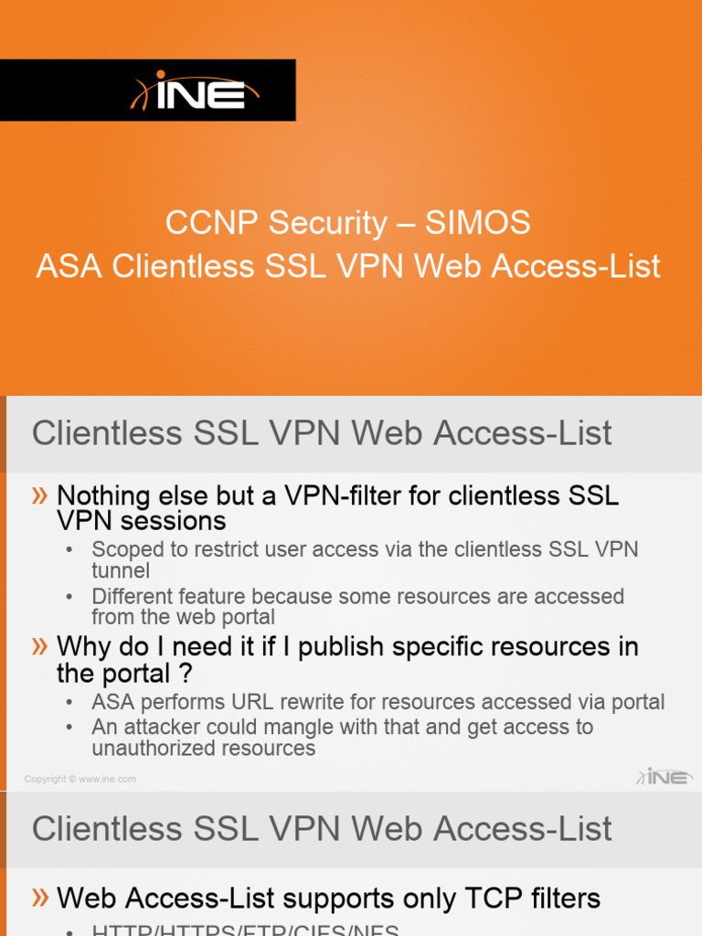 SIMOS 4008 ASA Clientless SSL VPN Web ACL v001 | PDF