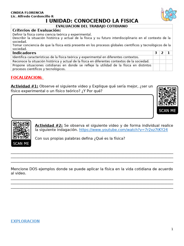 I Unidad. Conociendo La Fisica 10° | PDF | Física | Ligero