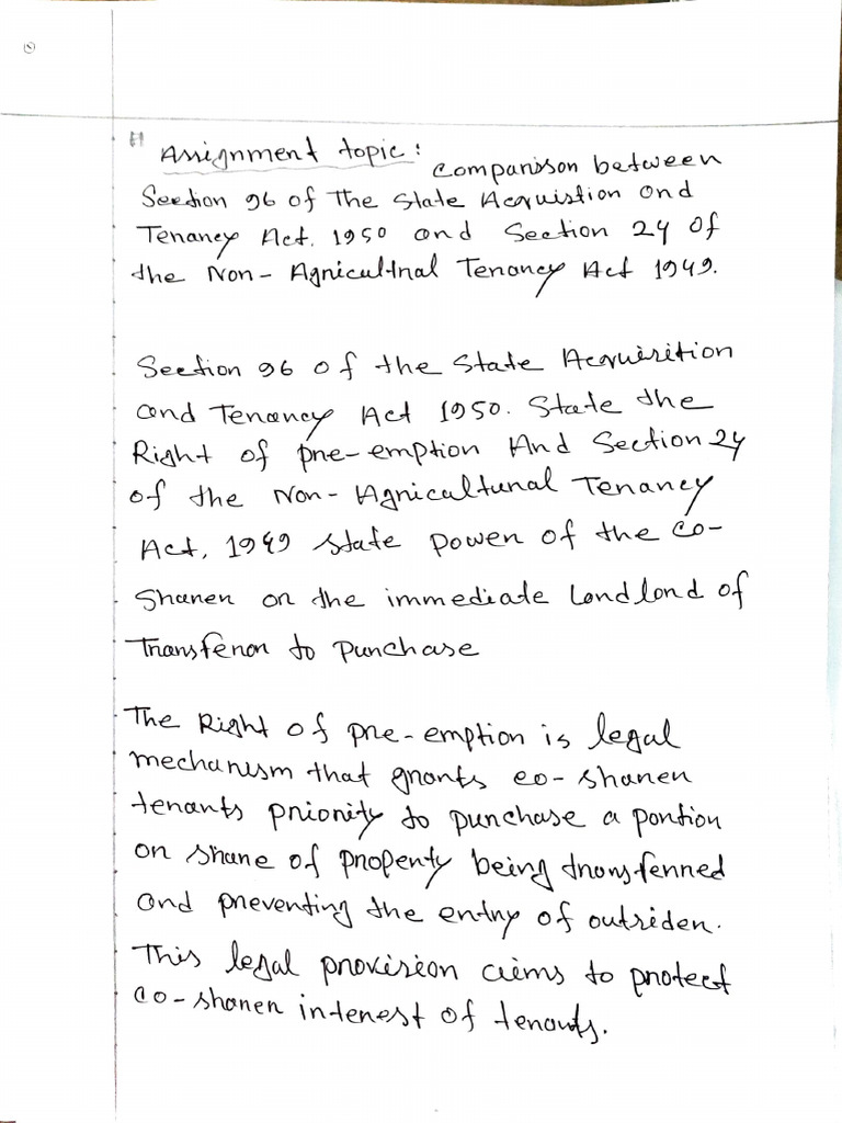 Comparison of Preemption Rights in Tenancy | PDF