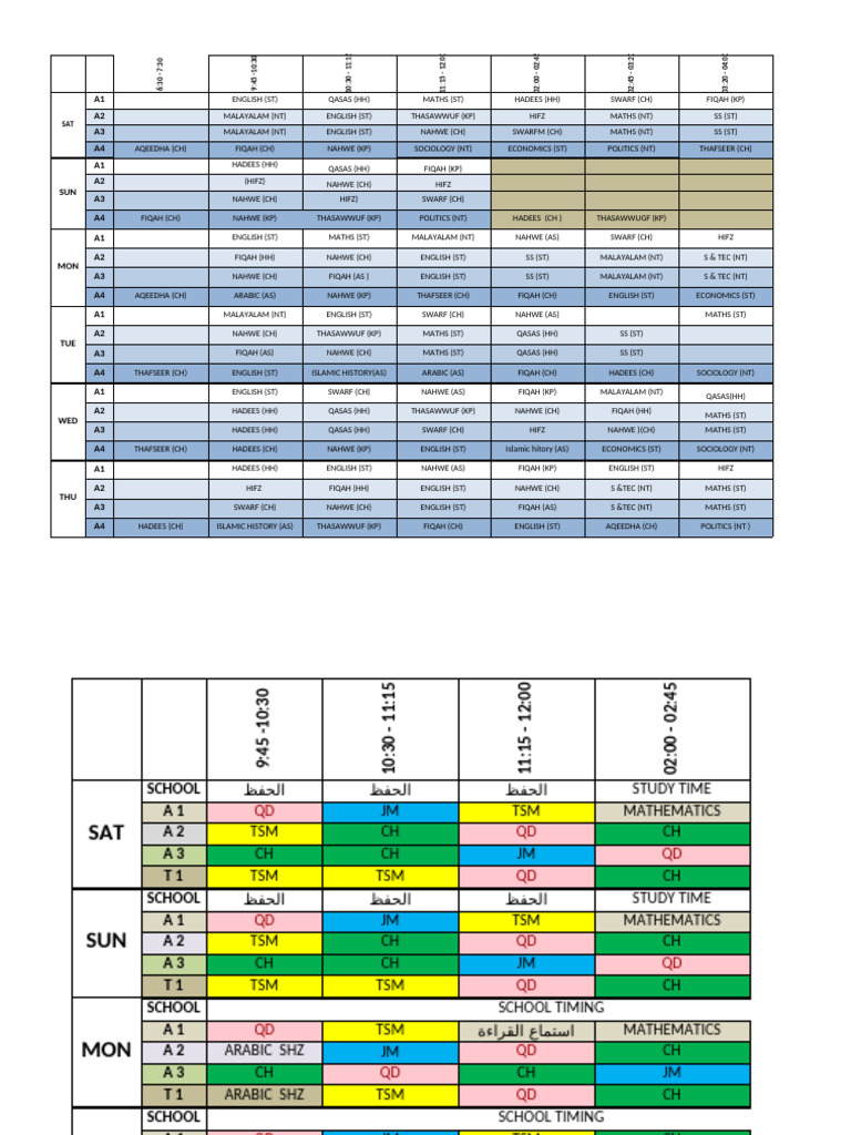 New Time Table Banath | PDF