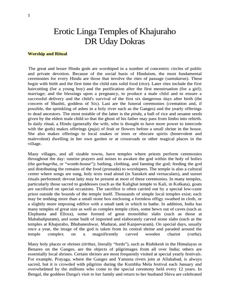 Erotic Linga Temples of Khajuraho | PDF