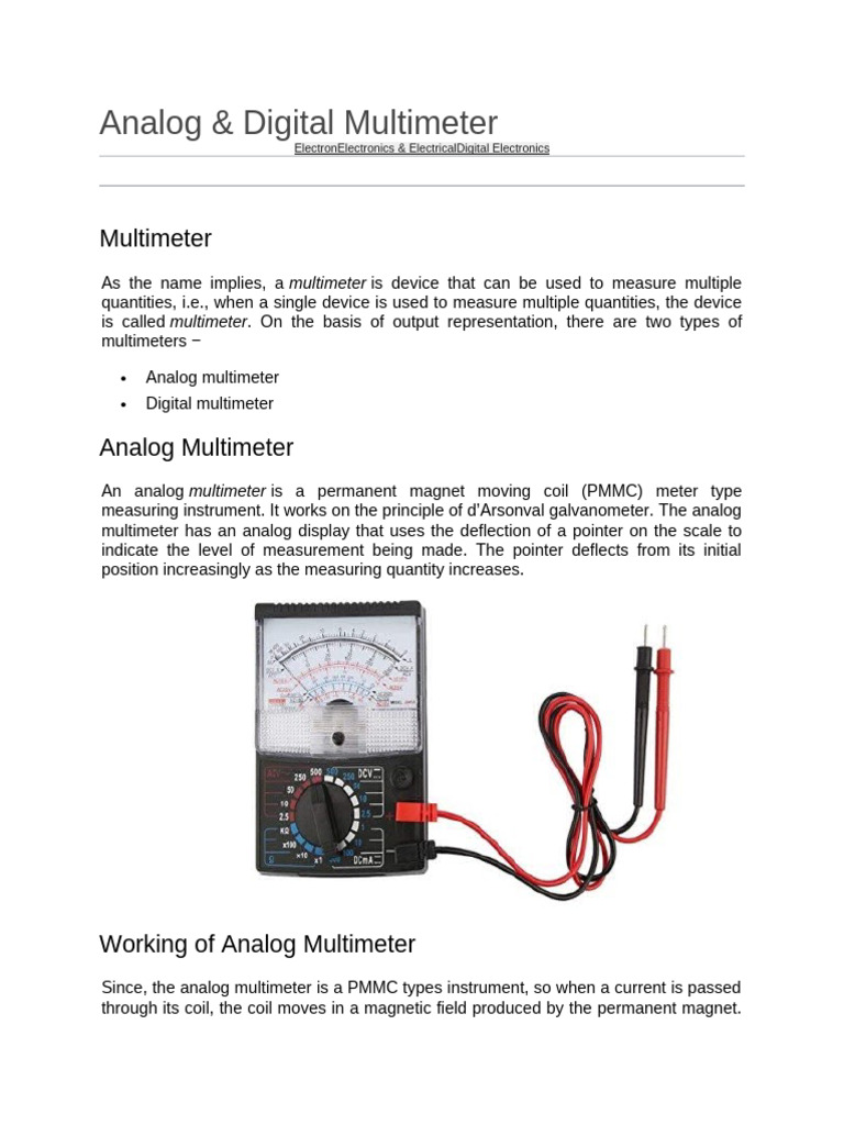 Analog vs Digital Multimeter Overview | PDF | Electrical Engineering ...