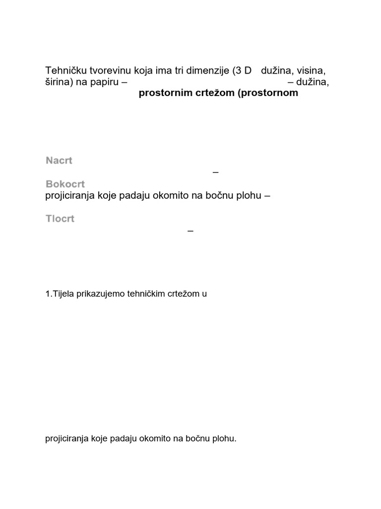 Pravokutna Projekcija - Plan Ploče Pitanja Za Ponavljanje | PDF