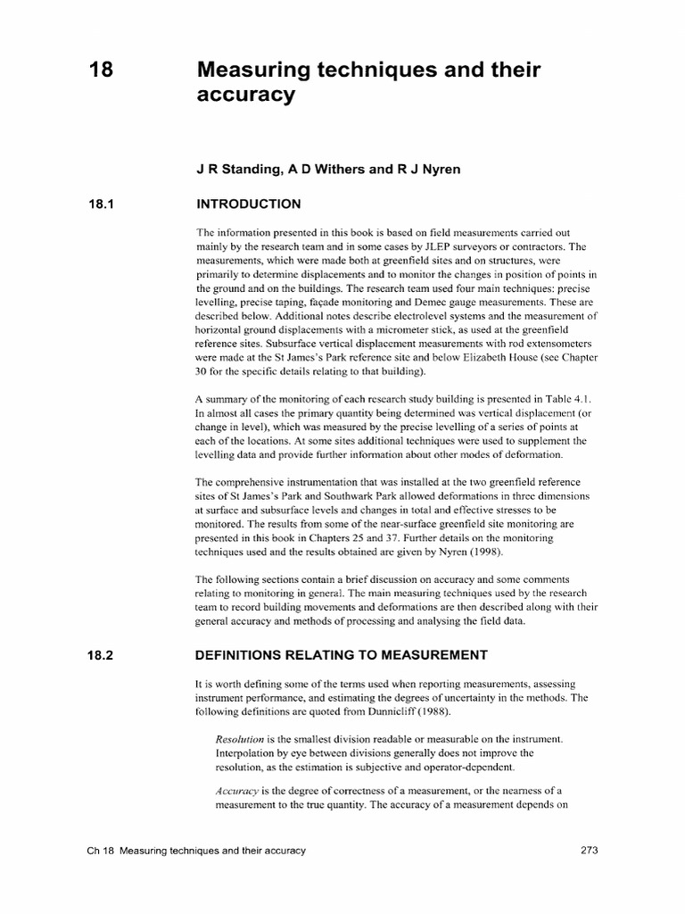 Standing Etal(2001)MeasuringTechniques | PDF | Observational Error | Accuracy And Precision