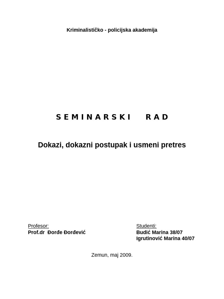 SEMINARSKI RAD Prekršajno Pravo | PDF