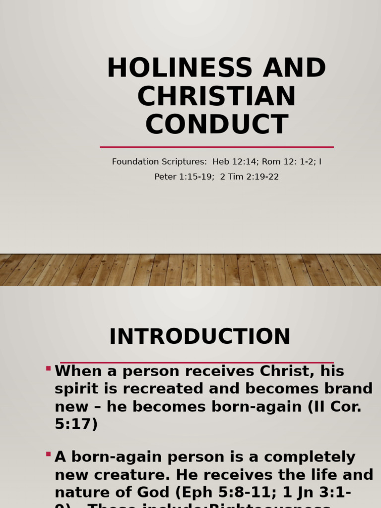 Holiness and Christian Conduct | PDF | Fruit Of The Holy Spirit | Born ...