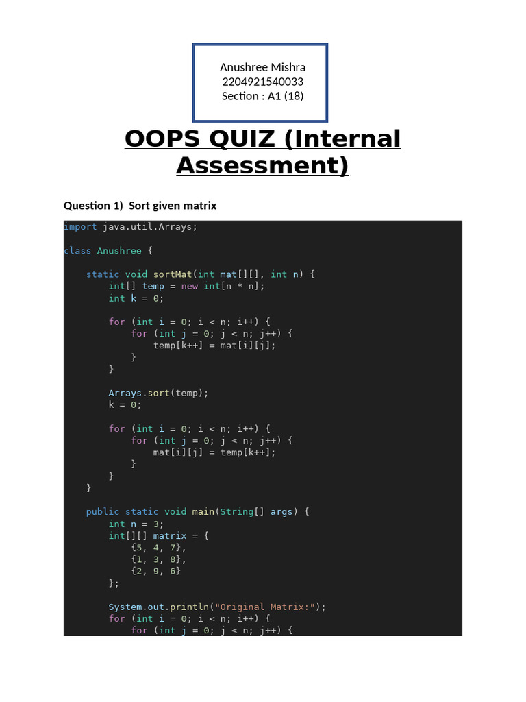 Prashant Oops Quiz | PDF | Computing | Software Engineering Prashant Oops Quiz | PDF | Computing | Software Engineering