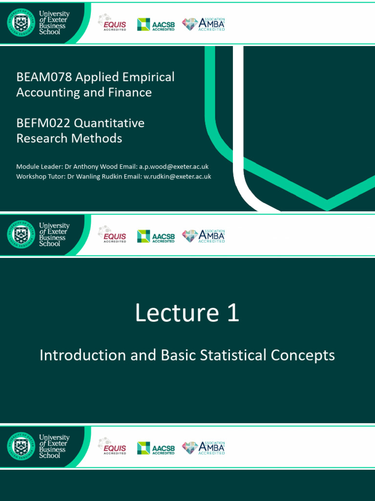 Lecture 1 | PDF | Standard Deviation | Variance