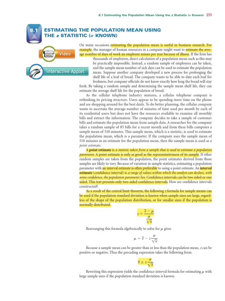 Statistical Estimation Pdf Confidence Interval Normal Distribution