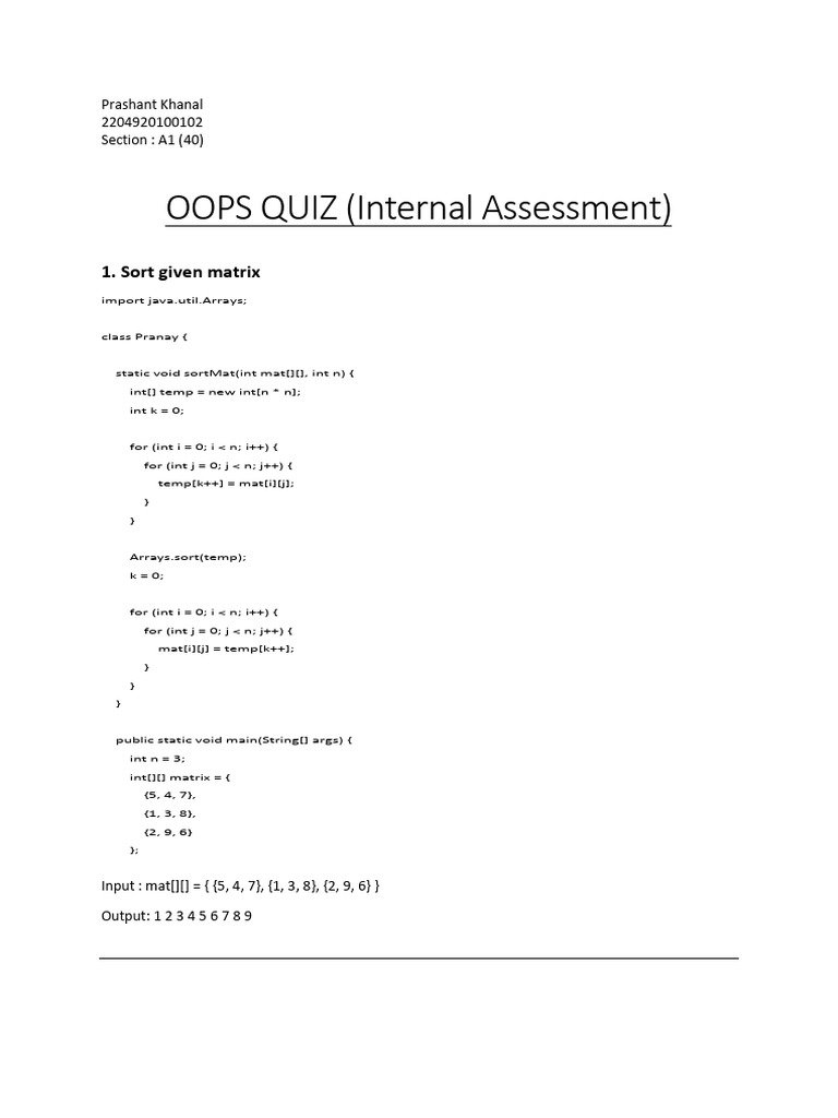 Internal Assessment Oops | PDF | String (Computer Science) | Computer Science