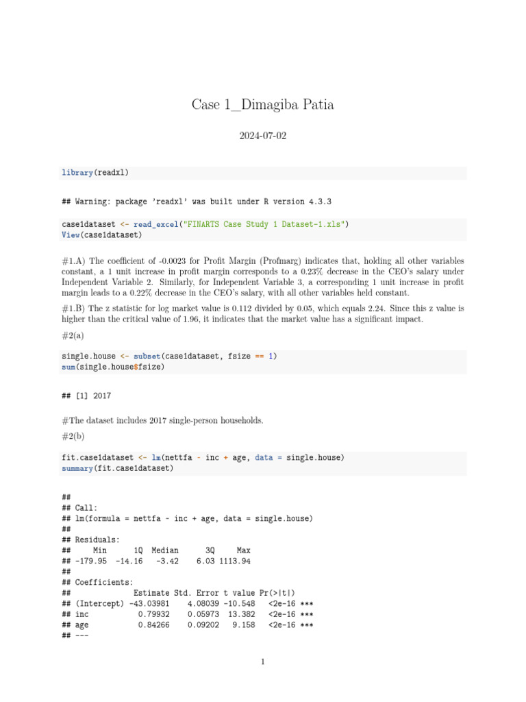 Case-Study-1-Codes | PDF | Errors And Residuals | Coefficient Of ...