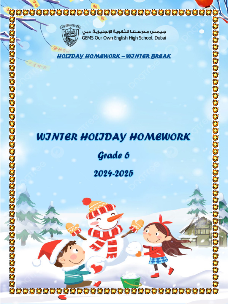 Winter Holiday Homework - 2024-25 | PDF