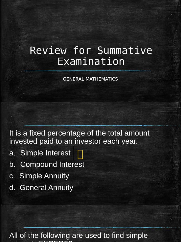 REVIEW FOR SUMMATIVE Grade 11 First Sem For Summative | PDF | Interest ...