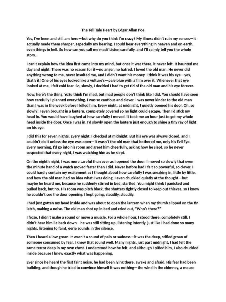 The Tell Tale Heart by Edgar Allan Poe | PDF