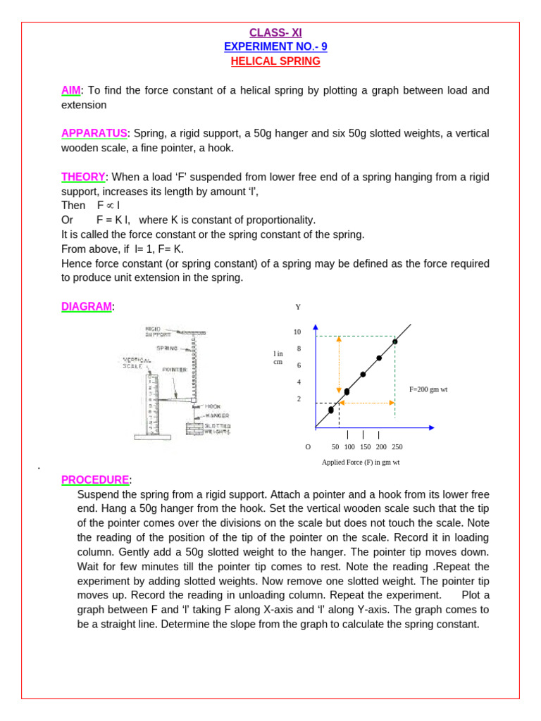 Expt- 9 | PDF | Force | Applied And Interdisciplinary Physics