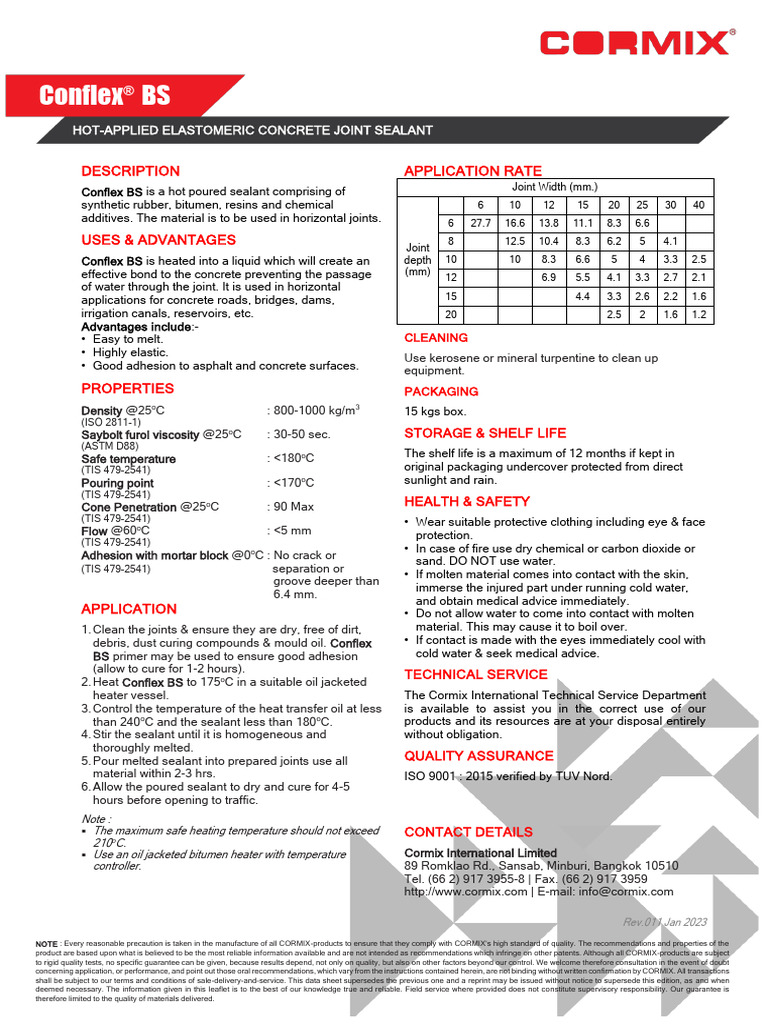 TDS-EN-Conflex BS - Rev 011-Jan23 | PDF | Concrete | Applied And Interdisciplinary Physics