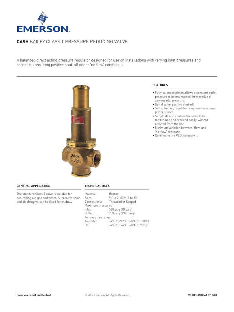 Cash Bailey Type Class T Direct Acting Reducing Valves (VCTDS-03845-En ...