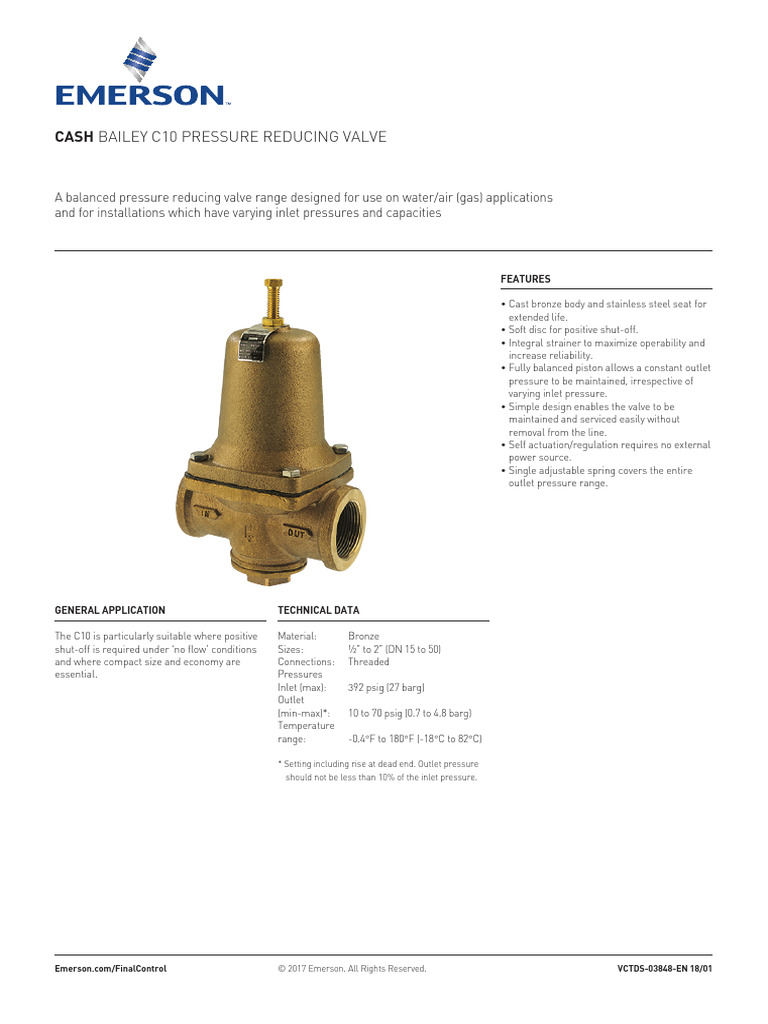 Cash Bailey Type C10 Direct Acting Reducing Valves (VCTDS-03848-En ...