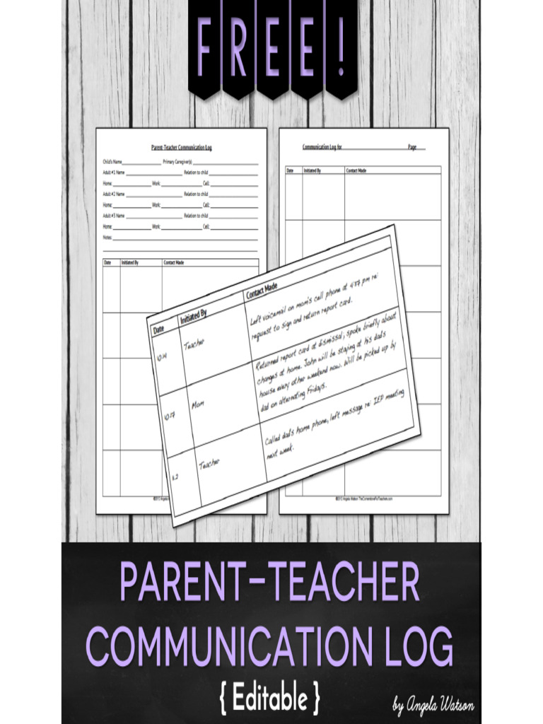 FREEParentTeacherCommunicationLogFormsforDocumentingPhoneCalls 1 | PDF ...