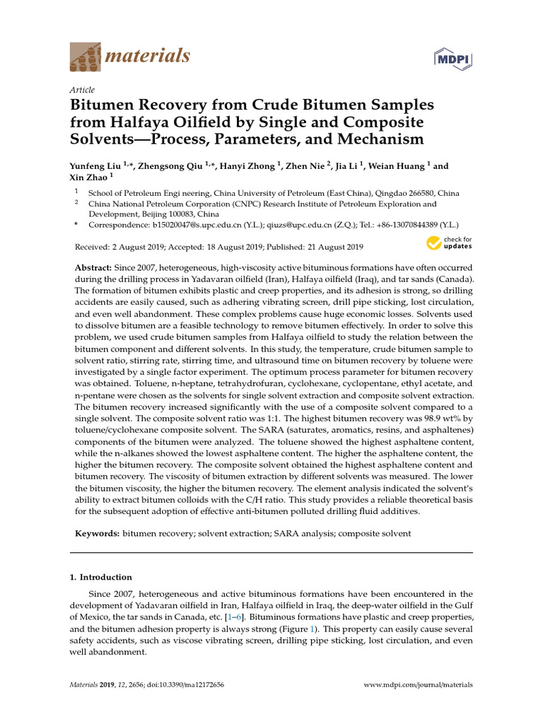 Bitumen Recovery From Crude Bitumen Samples | PDF | Oil Sands | Solvent