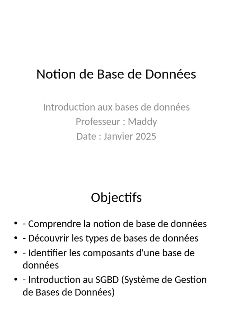 Introduction aux Bases de Données | PDF