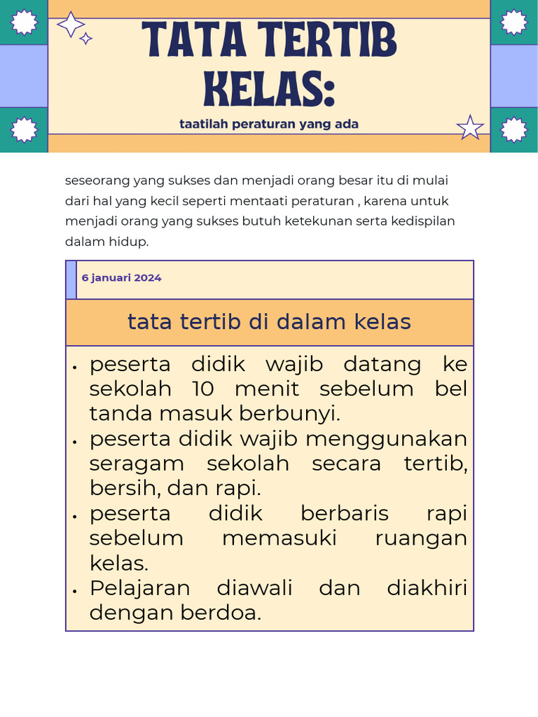 Tata Tertib Kelas | PDF