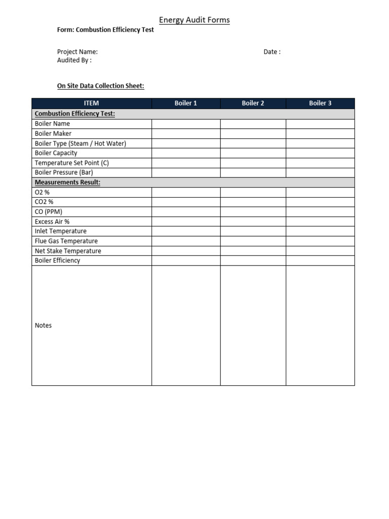 Combustion Efficiency Audit Form | PDF