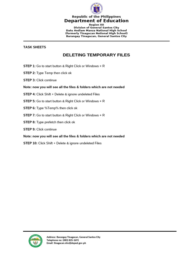 DELETING TEMPORARY FILES | PDF