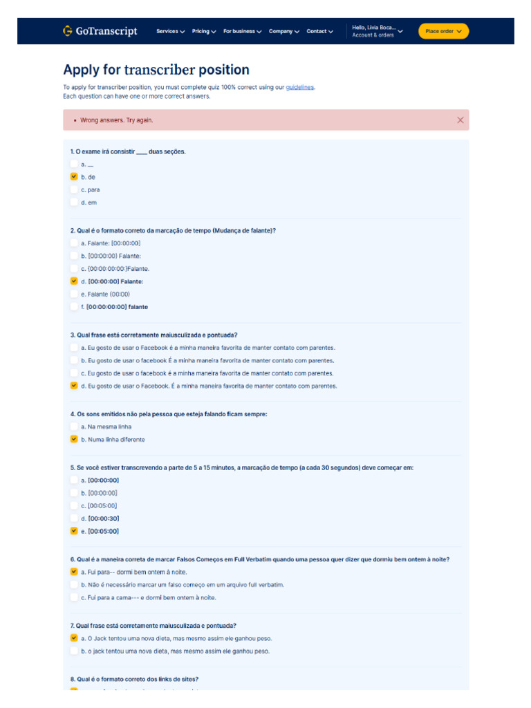 Gotranscript Transcription Jobs Quiz 2025 01 08 14 - 22 - 51 | PDF