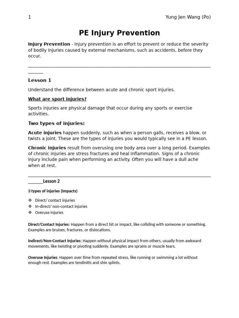 PE Injury Prevention | PDF
