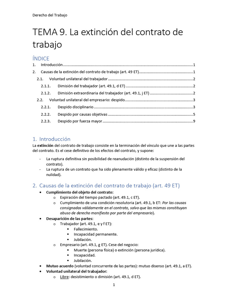 Wuolah Free TEMA 9. Extincion Del Contrato de Trabajo ACABADO Gulag Free | PDF | Derecho laboral ...
