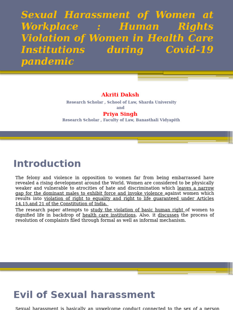 Akriti and Priya SH at Healthcare Institute | PDF | Sexual Harassment | Harassment