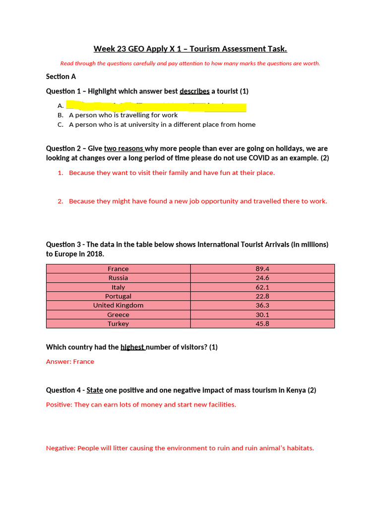 Geography Assessment Summative | PDF | Tourism | Nature