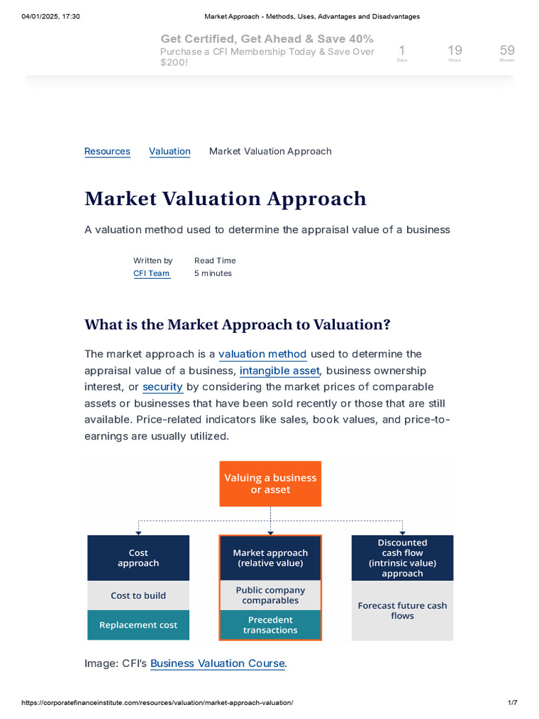 Market Valuation Approach Explained | PDF | Valuation (Finance) | Real ...