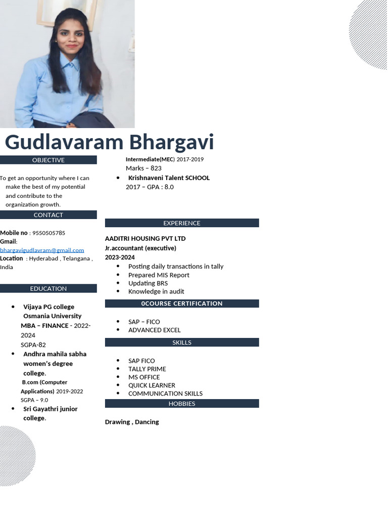 Bhargavi Resume | PDF