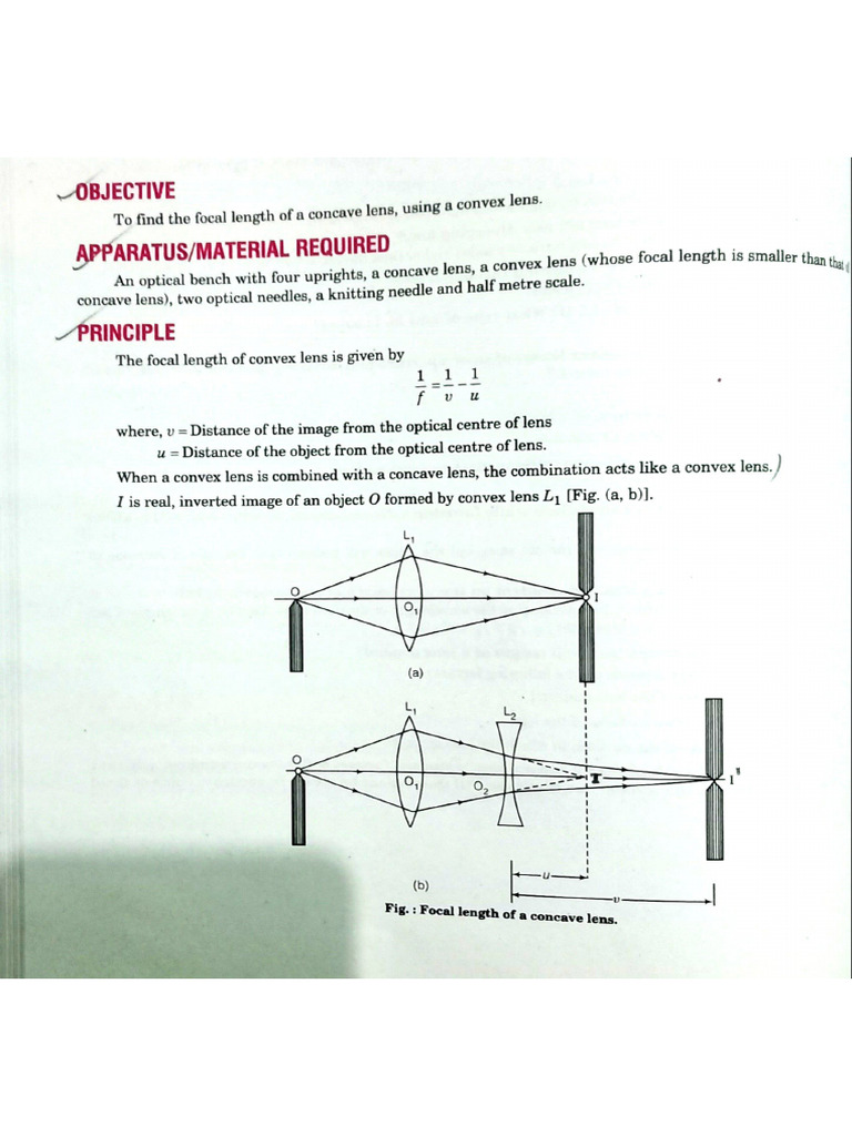 Experiment No.10 (To Find The Focal Length of Concave Lens Using Convex ...