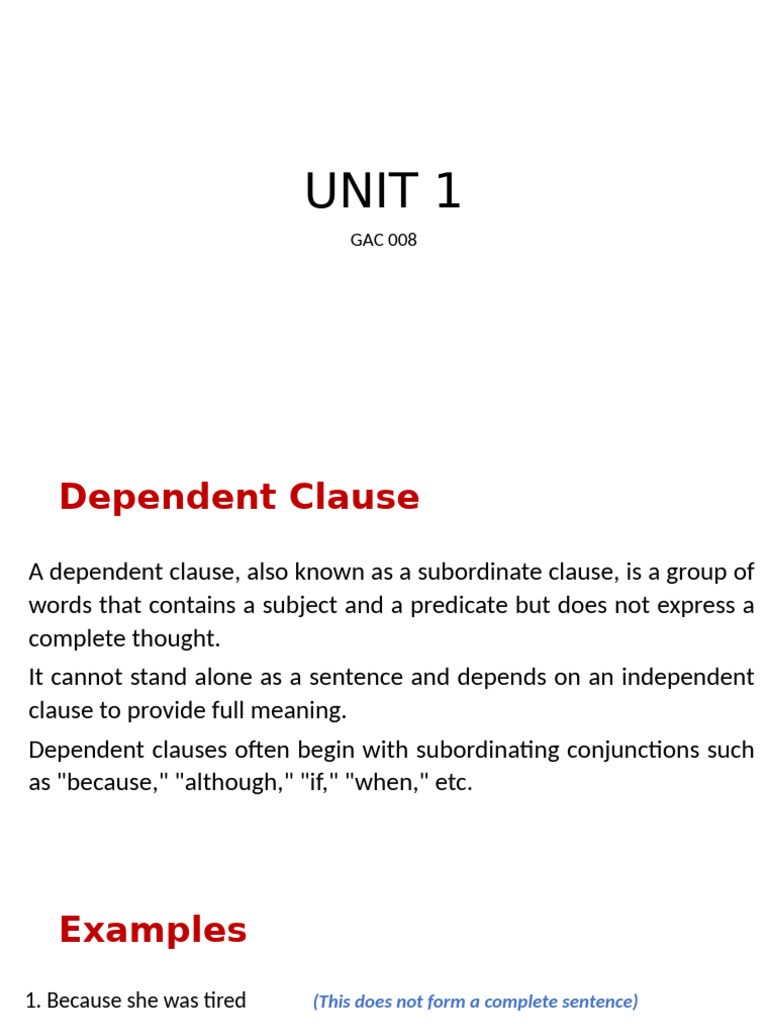 GAC 008 - Unit - For Students | PDF | Clause | Linguistic Typology